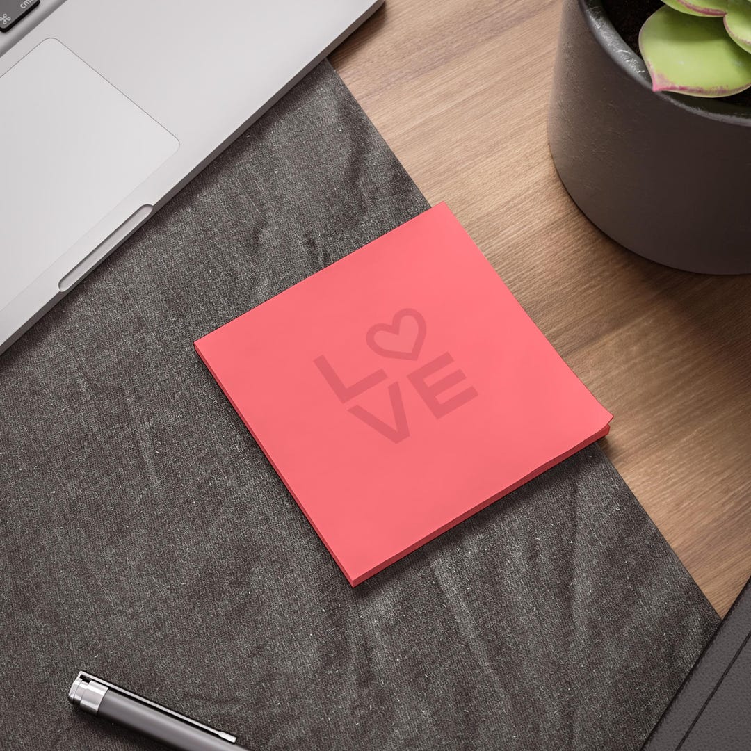 LOVE Heart Block Post-it® Notes | Coral Sticky Memo Pad - Etsy