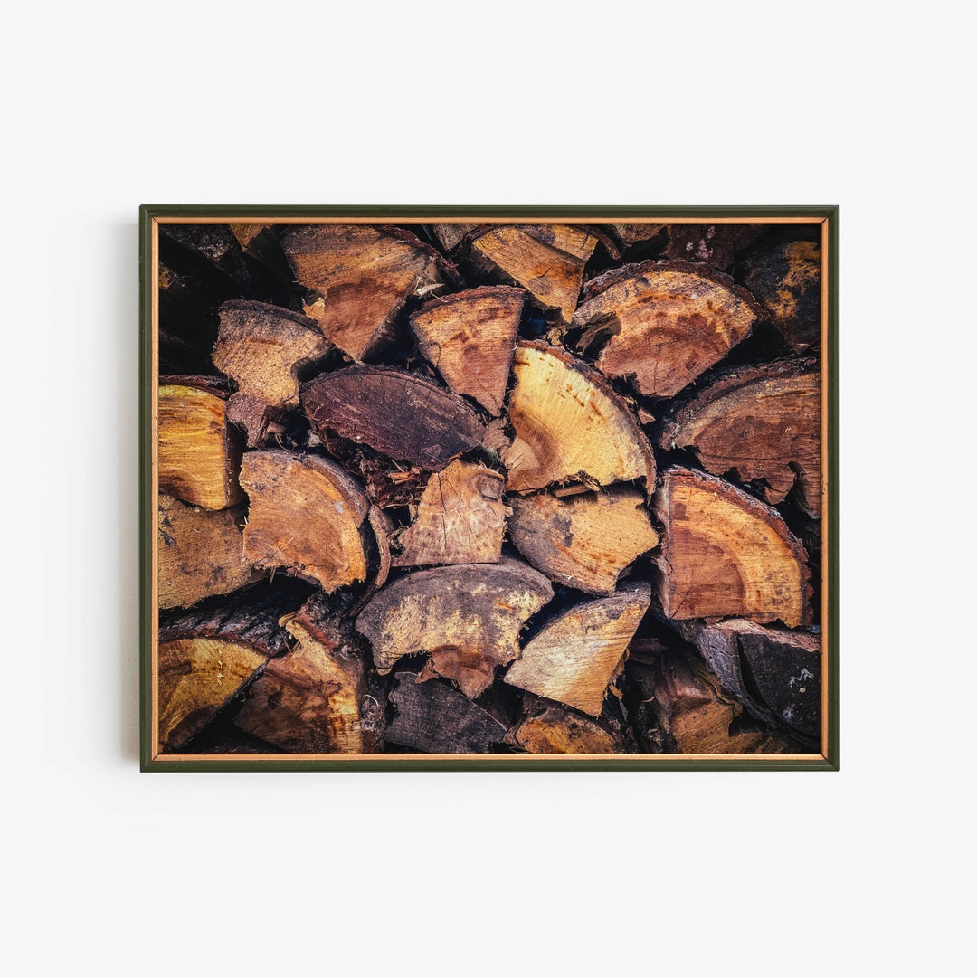 Wood Autumn Printable, Winter Home Decor Digital Print, Firewood Wall ...