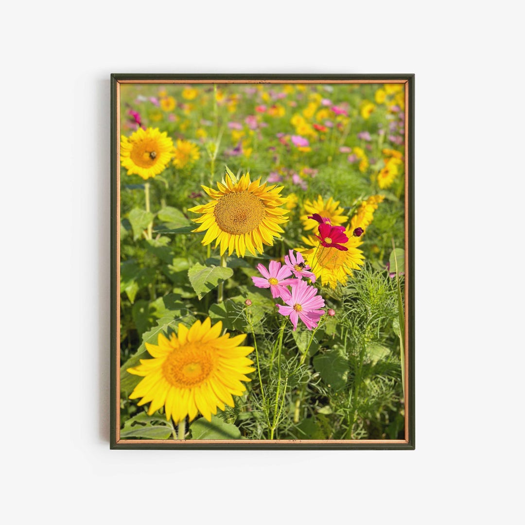 Sunflowers in a Cottagecore Garden Printable Wall Art, Summer Flower ...