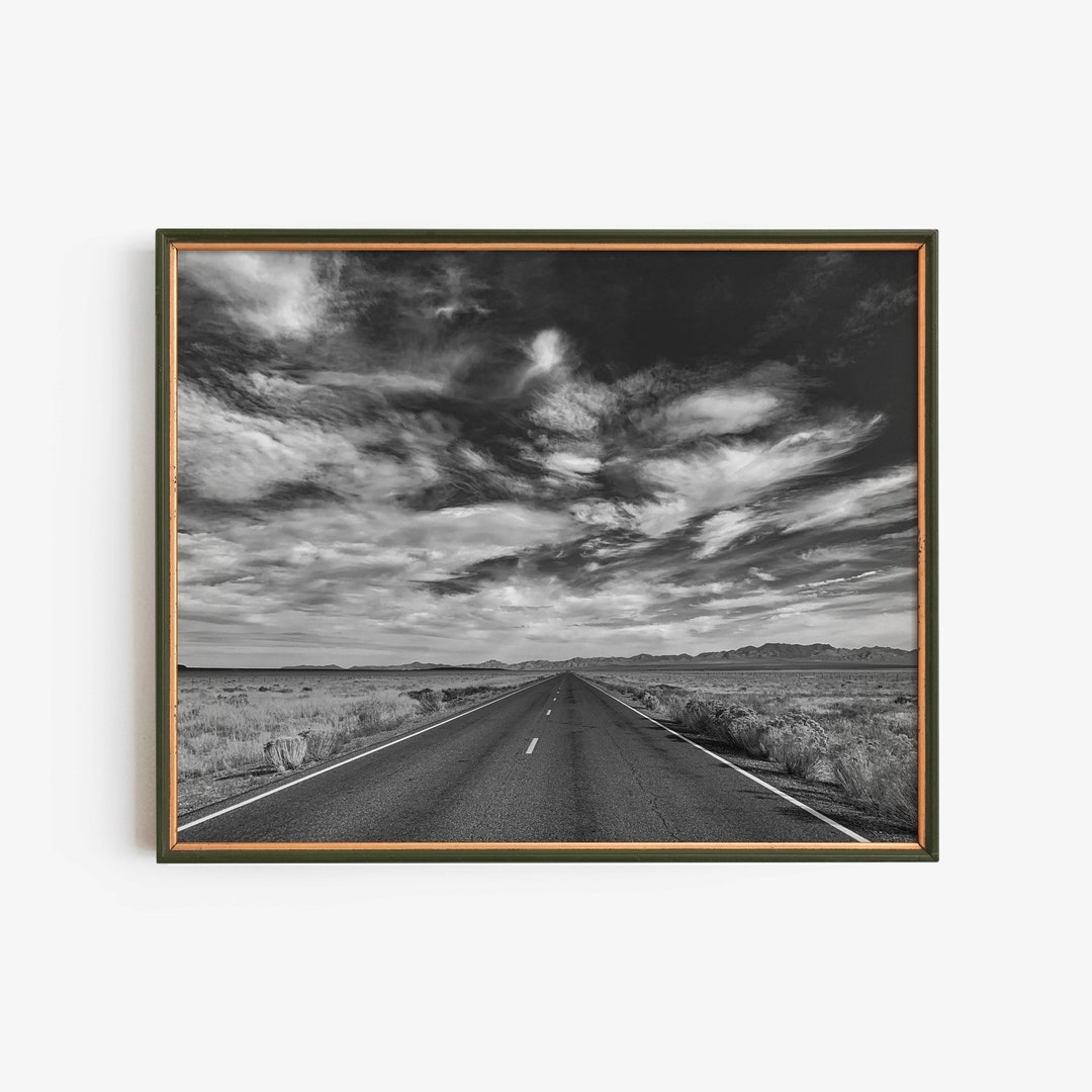 Black and White Desert Highway Printable Wall Art, Open Road Digital ...