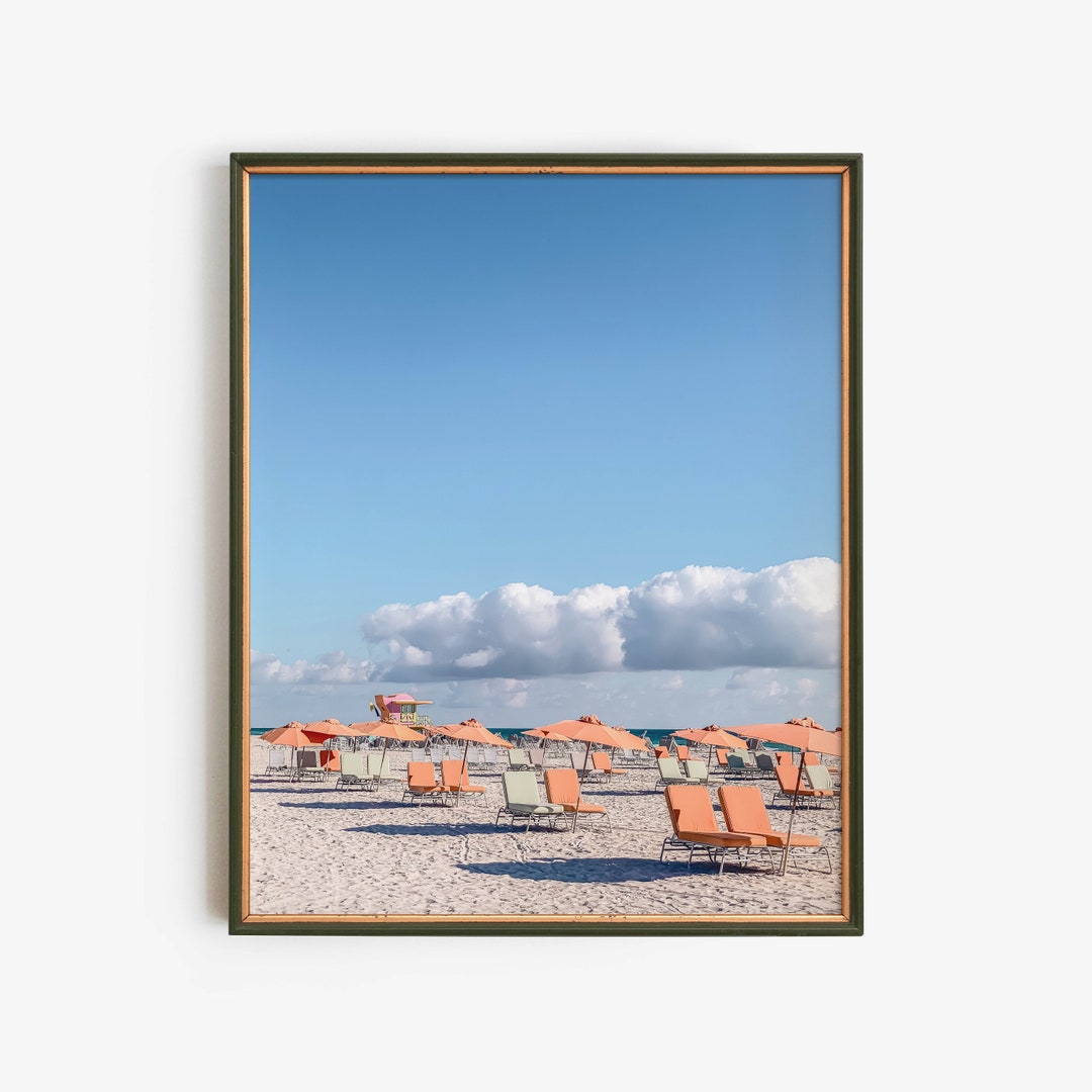 Beach Vacation Printable Travel Poster, Summer Beach Chairs and ...