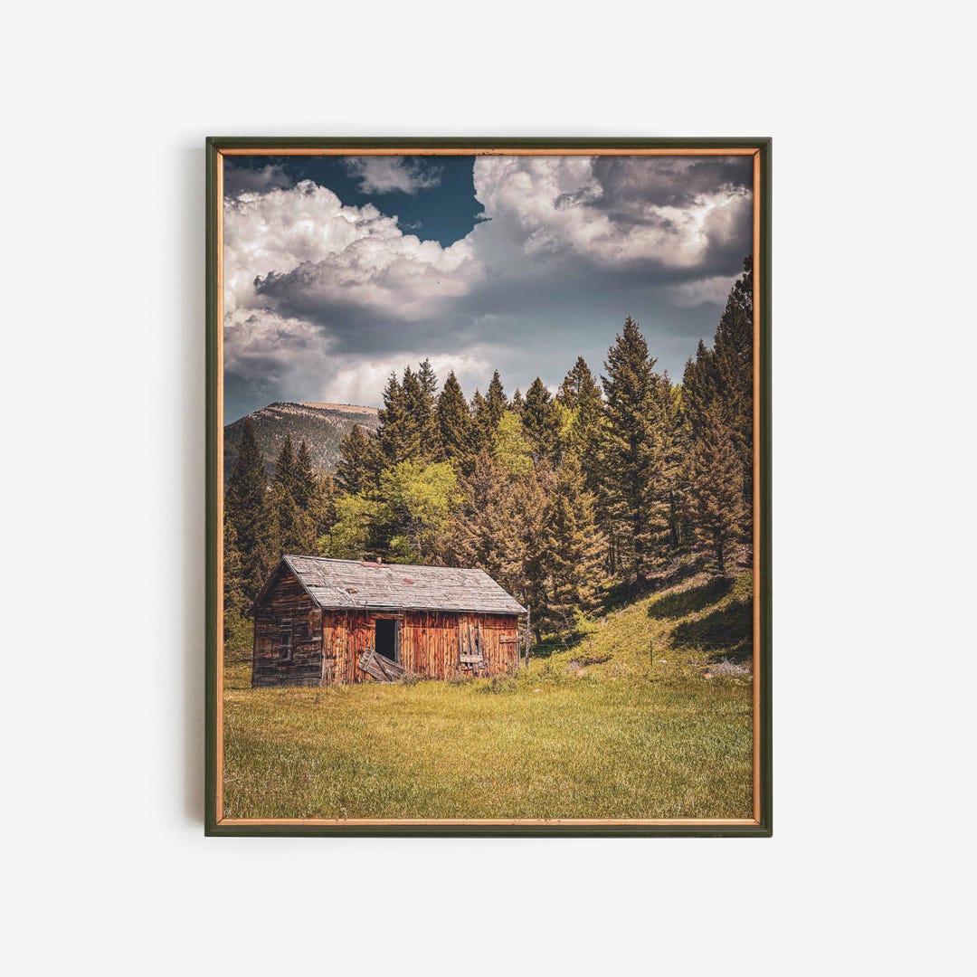 Rustic Cabin in the Woods Printable Poster, Abandoned Barn Wall Art ...