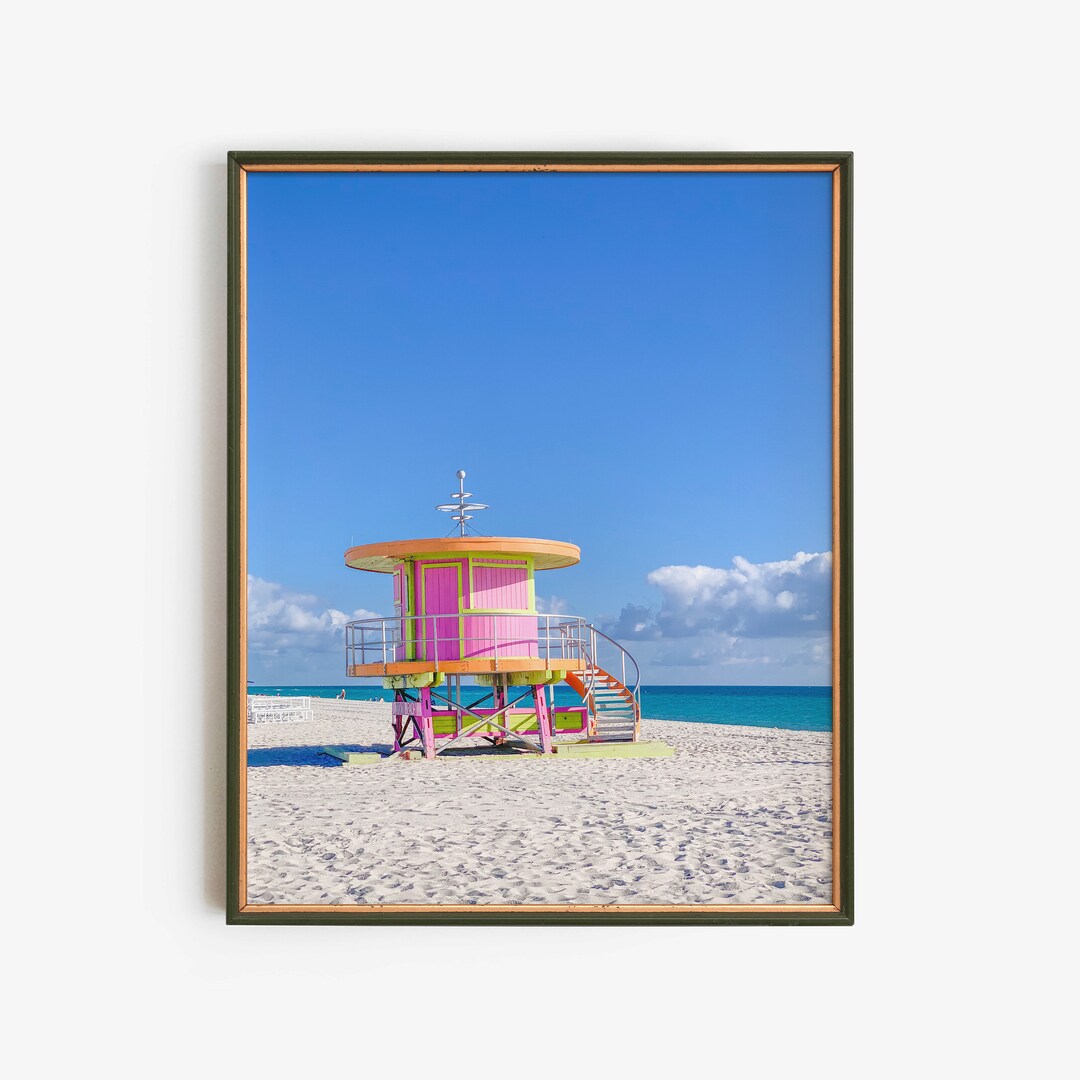 Miami Lifeguard Tower Printable Wall Art, South Beach Digital Download ...