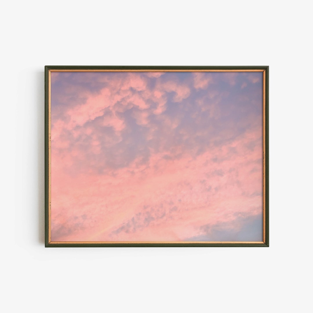 Sunset Sky Poster, Beautiful Pastel Pink Clouds Art Print, Coastal Wall ...