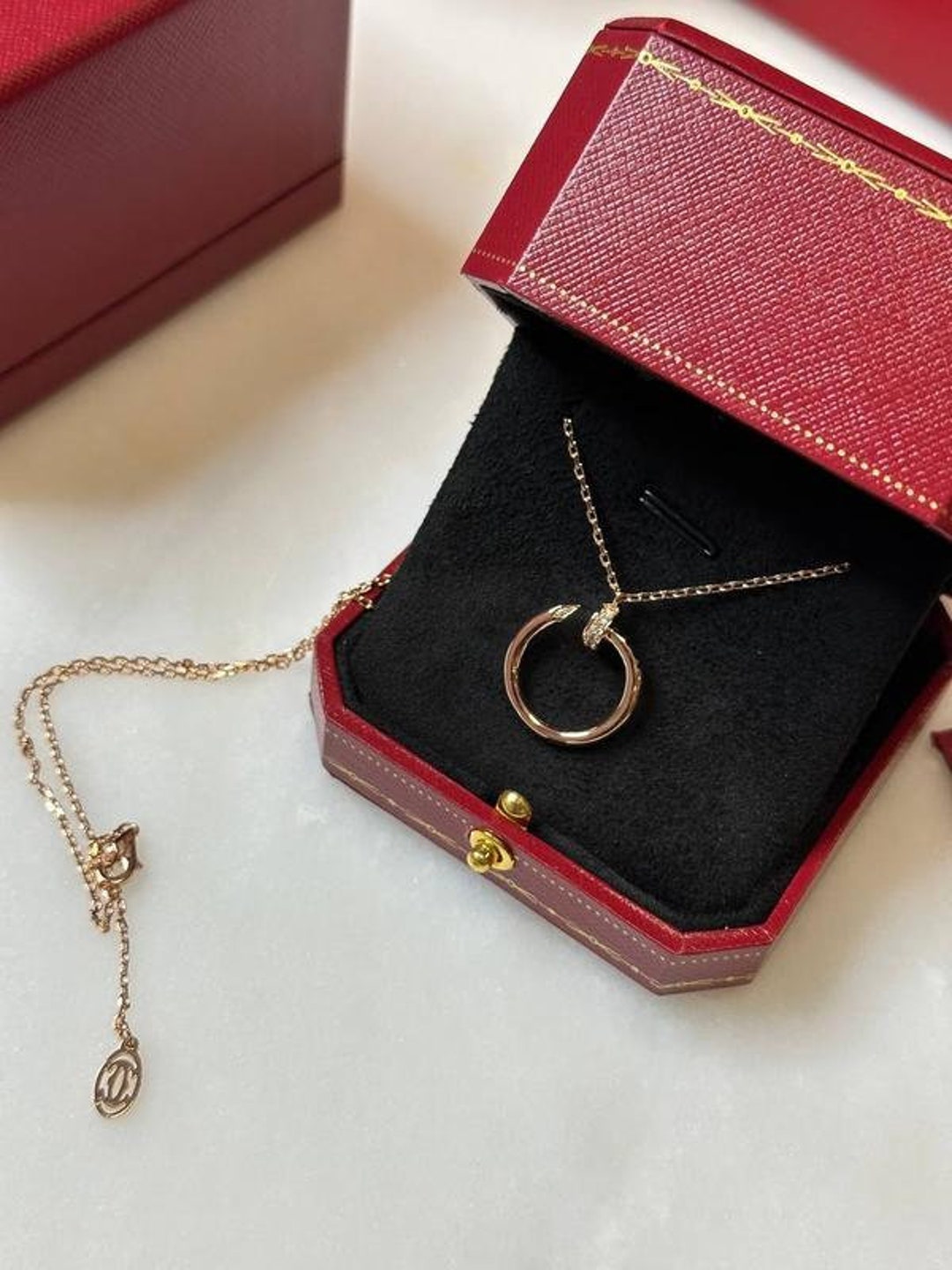 Cartier Gold Rolo Chain Circle Pendant Necklace Elegant Designer ...