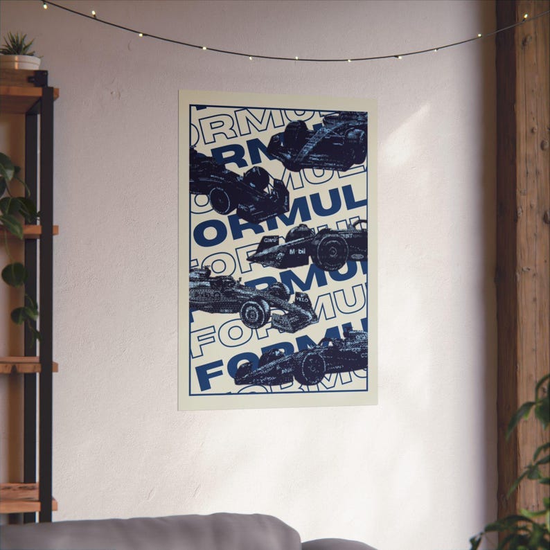 Blue Race Cars Poster - Etsy
