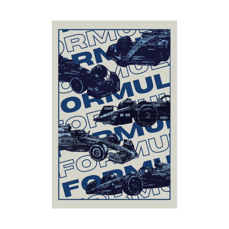 Blue Race Cars Poster - Etsy