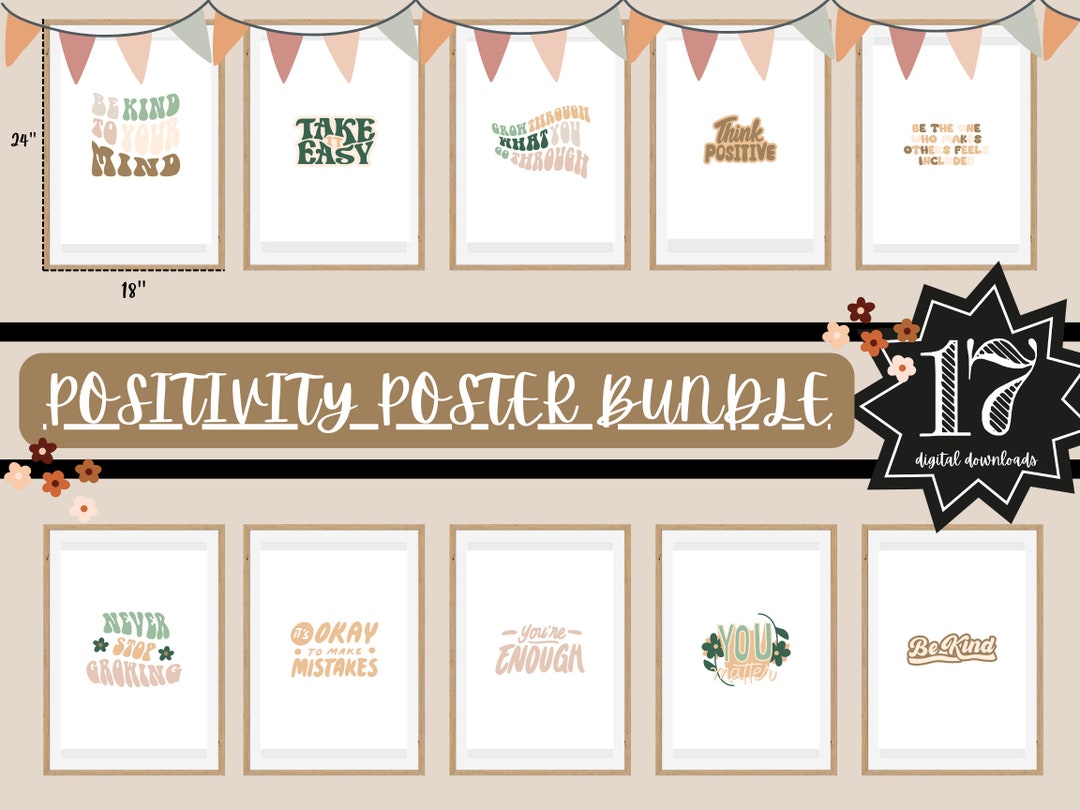 Digital Download - Positivity Poster Print Bundle PDF. 18x24 - Etsy