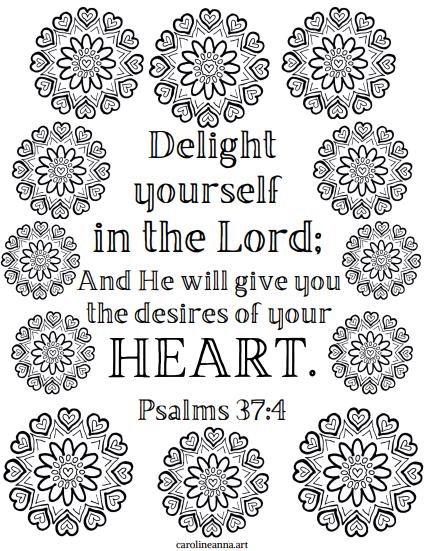Psalm 37:5 Delight Yourself in the Lord Desires of Your Heart Coloring ...