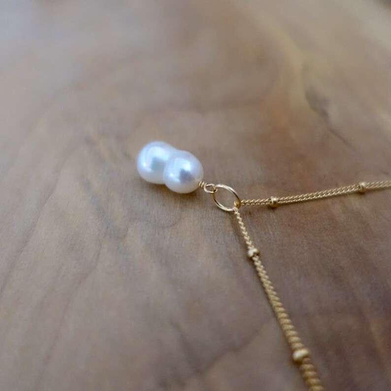 Twin Pearl Necklace 14K Gold Filled Rose Gold Filled Stering - Etsy