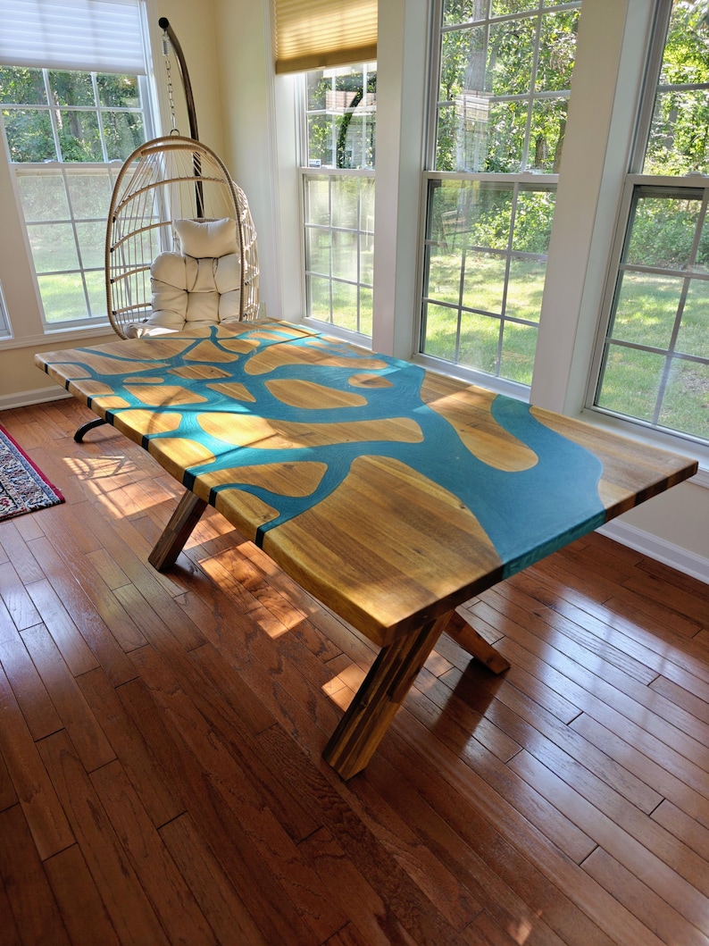 Live Edge Acacia Wood & Epoxy Resin Dining Table (72" X 38") - Etsy