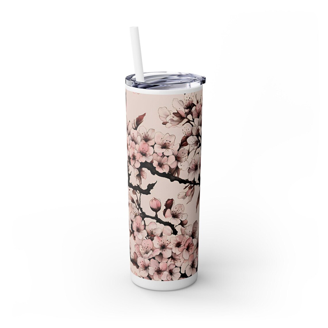 Tumbler With Colorful Design Flower Pattern Drinking Cup With Straw ...
