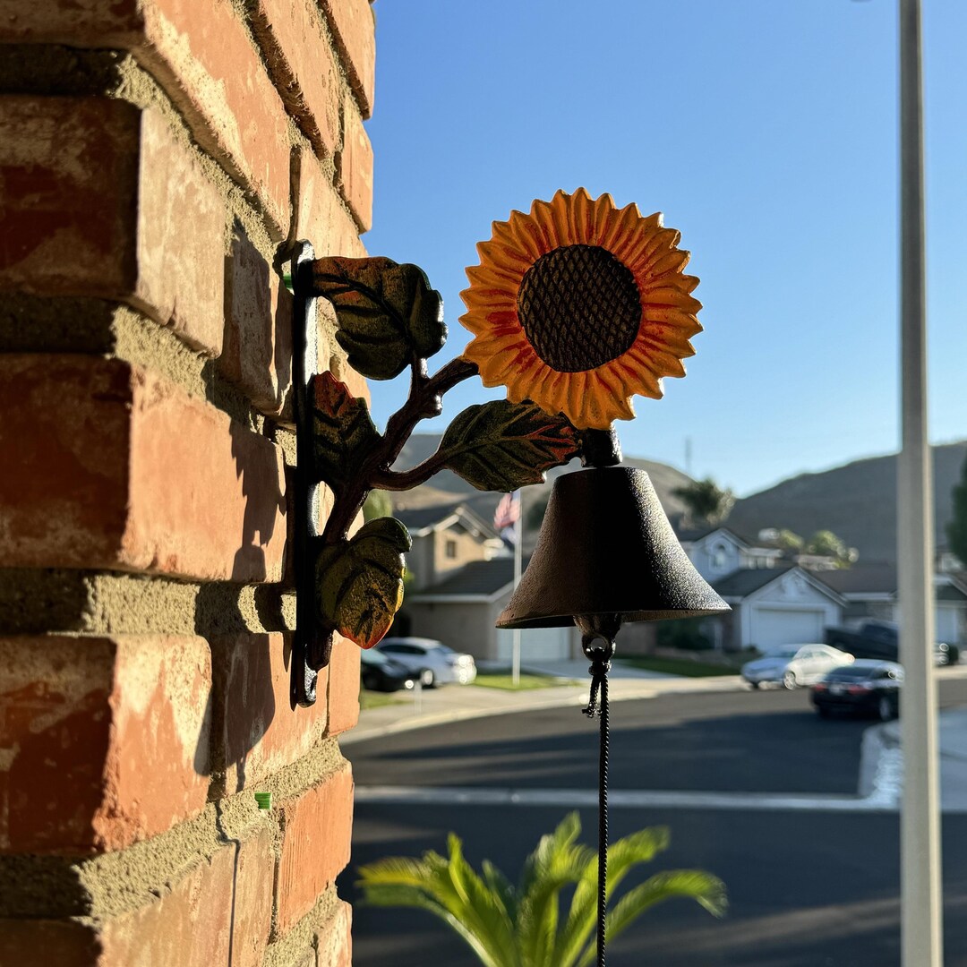 Hand-painted Cast Iron Doorbell Hummingbird & Sunflower Designs Perfect ...