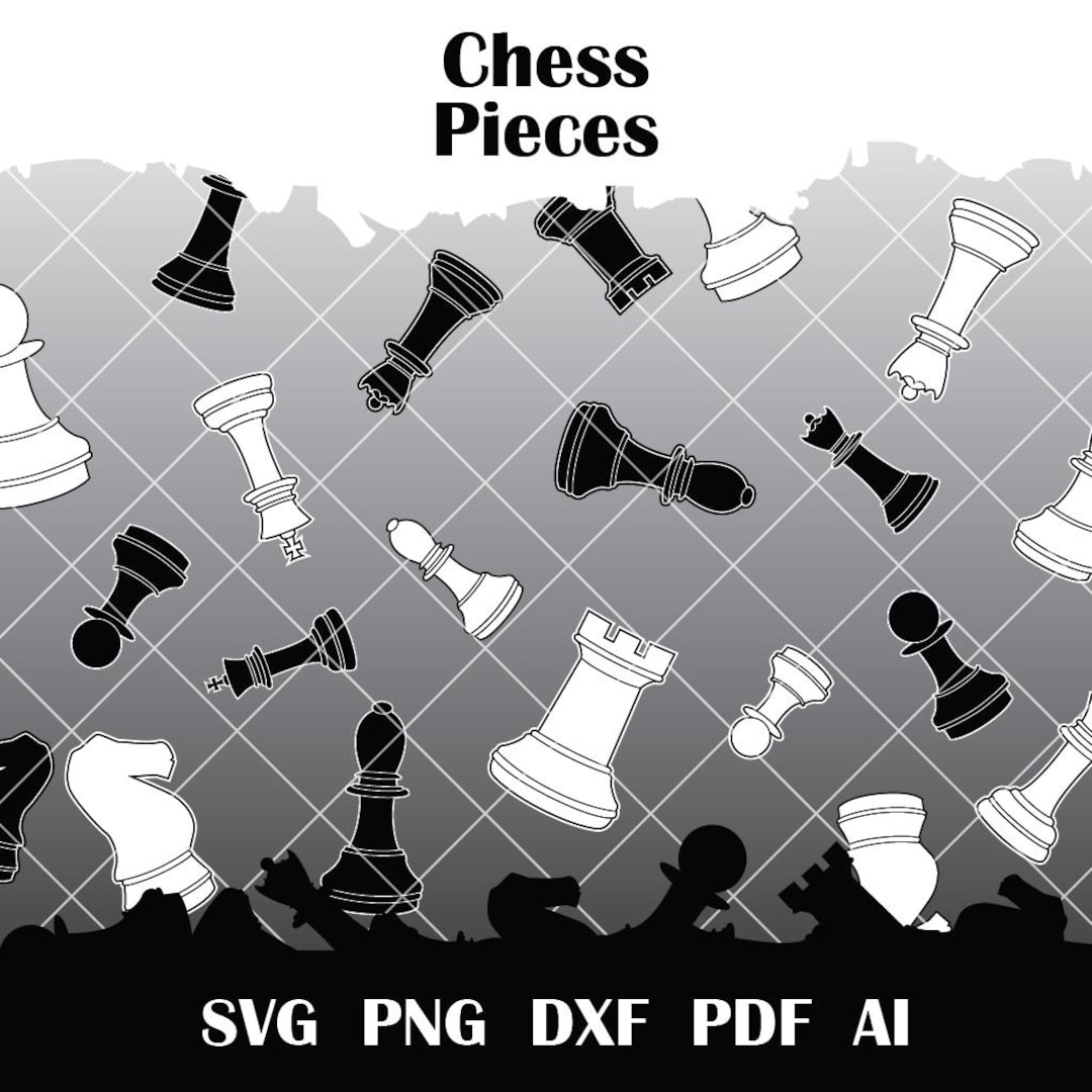 Chess Pieces Vector Svg, Png, Dxf, Pdf, Ai Three Styles - Etsy