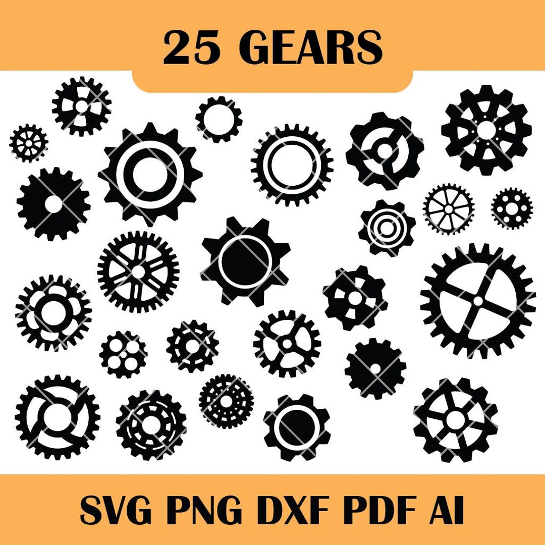 Gears, Cogs Vector Svg, Png, Dxf, Pdf, Ai - Etsy