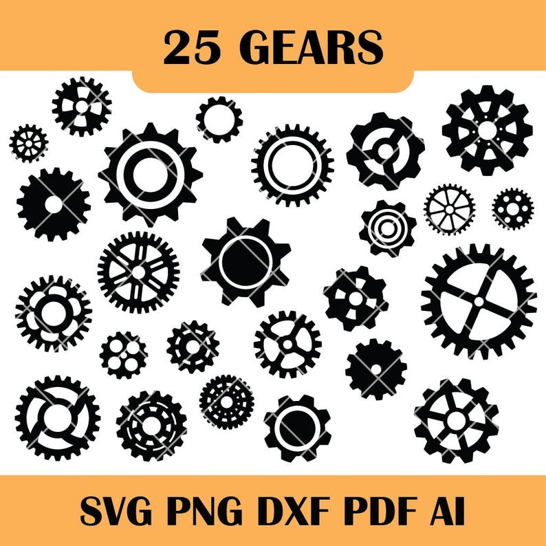 Gears, Cogs Vector Svg, Png, Dxf, Pdf, Ai - Etsy
