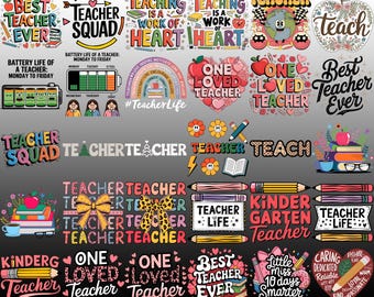 Retro Teacher PNG Bundle, Teacher Appreciation Png, Teacher Sublimation ...
