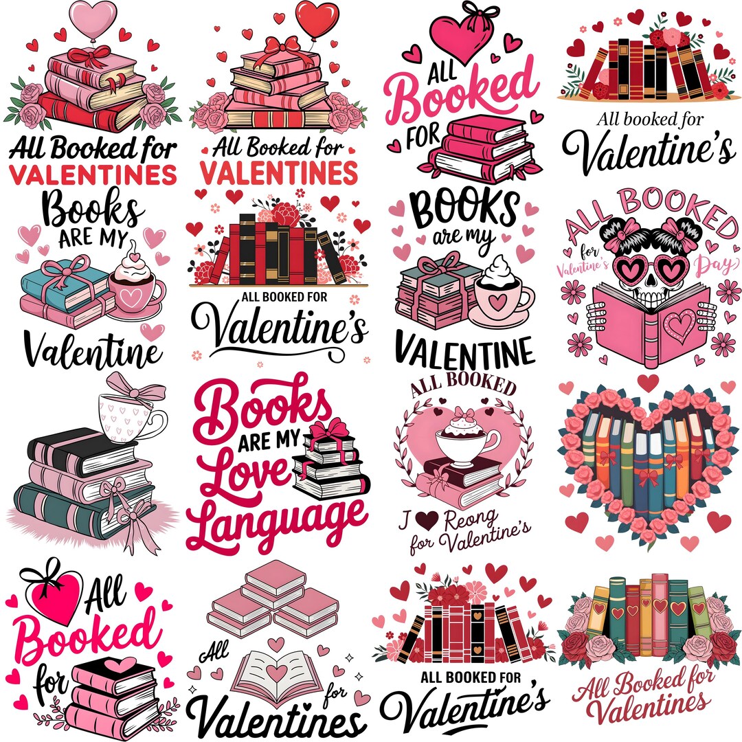 Books Are My Valentine Png, All Booked for Valentines PNG, Teacher ...