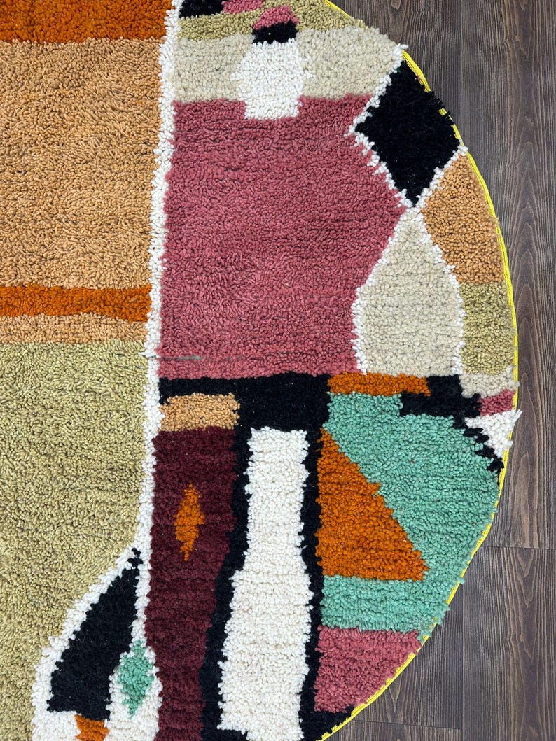 Custom Round Moroccan Wool Rug: Colorful Berber Boho Rug - Etsy