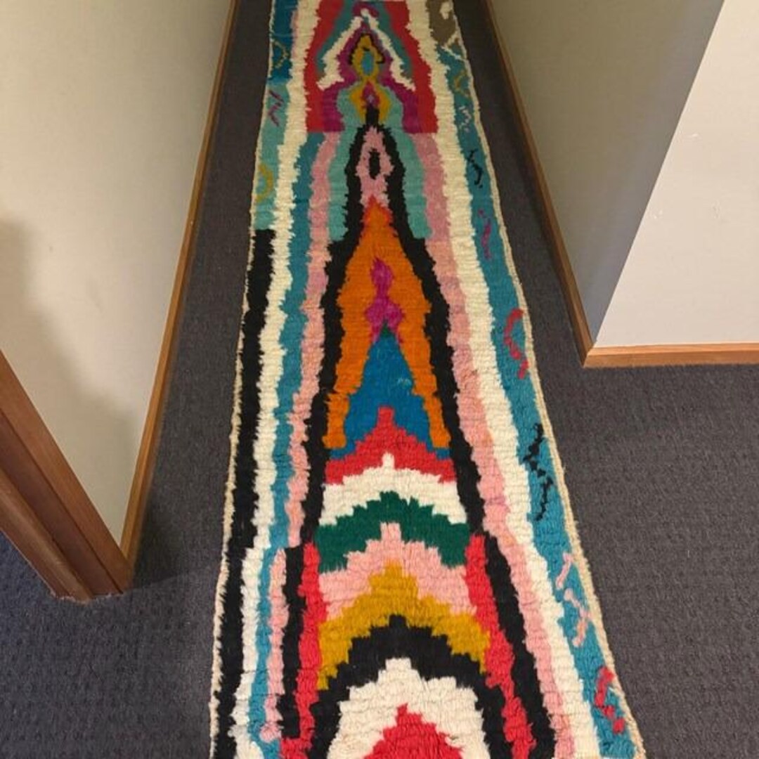 Handmade Wool Moroccan Rug Runner: Abstract Berber Hallway Decor - Etsy
