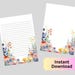 Printable Writing Paper, Watercolor Floral Design Stationery, Digital ...