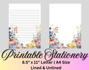 Bird Stationary,floral Stationery,watercolor Flower Writing Letter ...