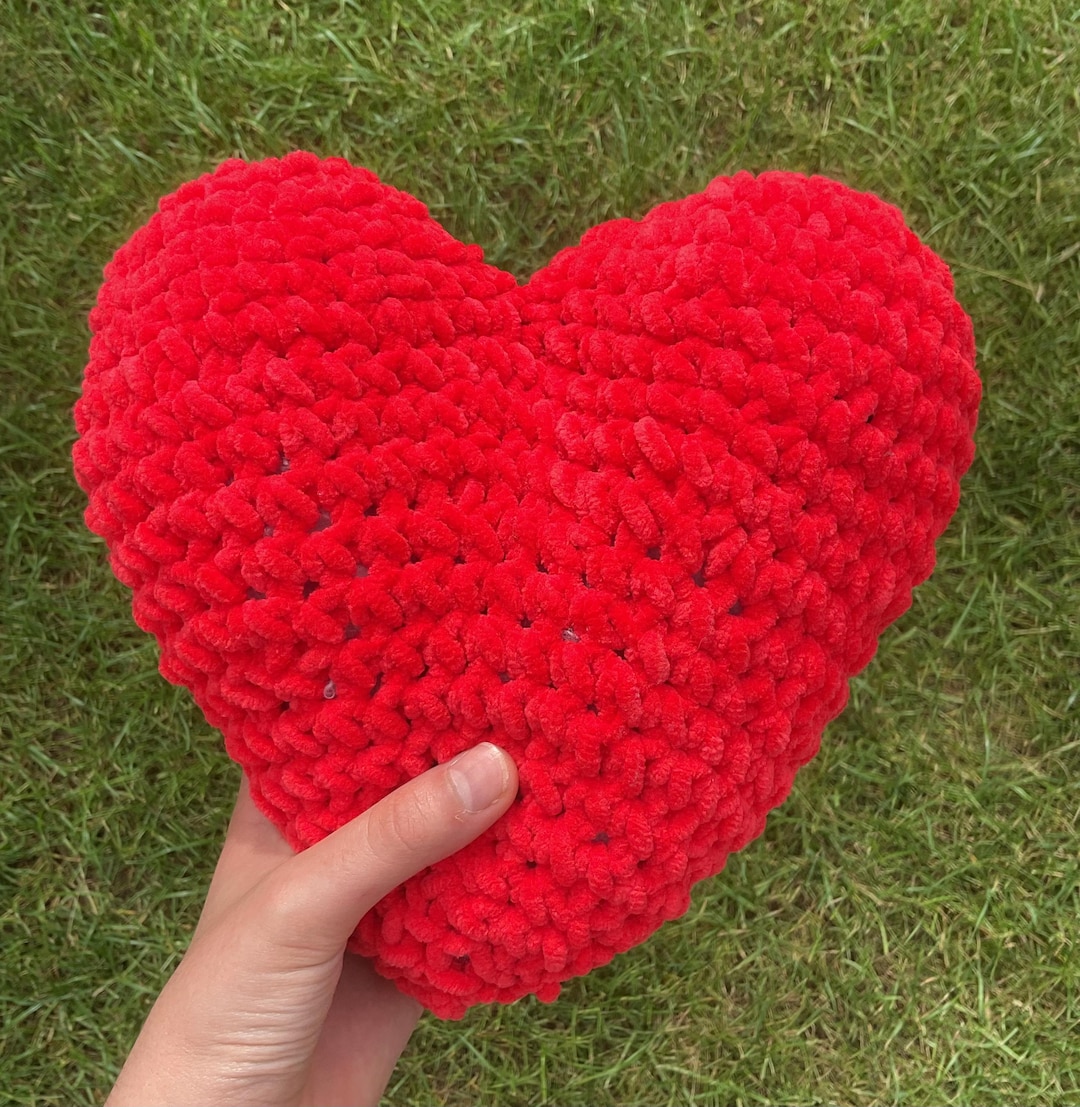 Red Heart Pillow Crocheted - Etsy