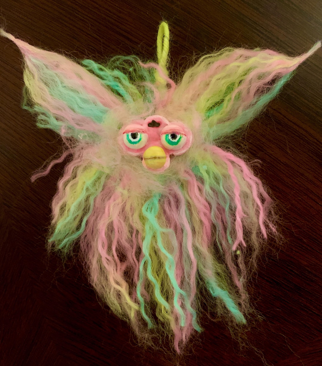 Pastel Rainbow Fluffy Furby Necklace Pendant - Etsy