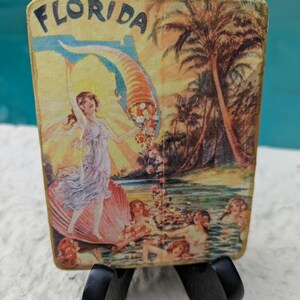 Florida Art - Decoupaged Wooden Tile - Etsy