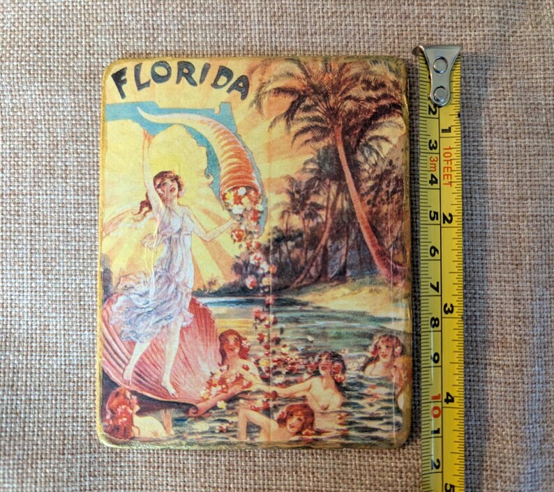 Florida Art - Decoupaged Wooden Tile - Etsy