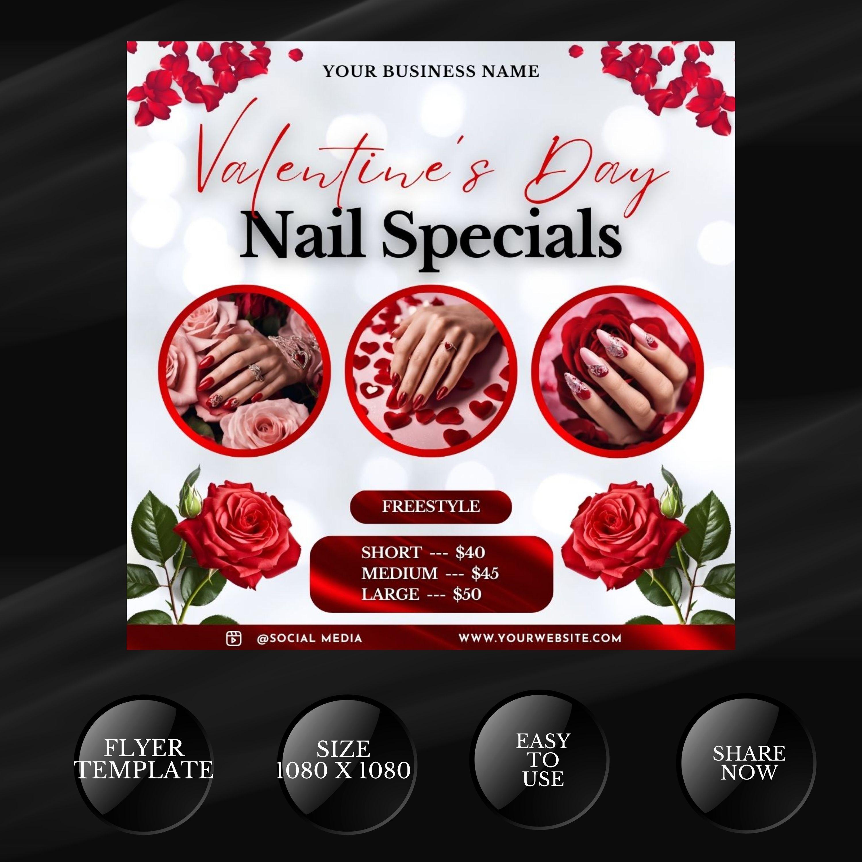 Valentines Nail Specials Canva Flyer Template, Beauty Salon Valentines ...