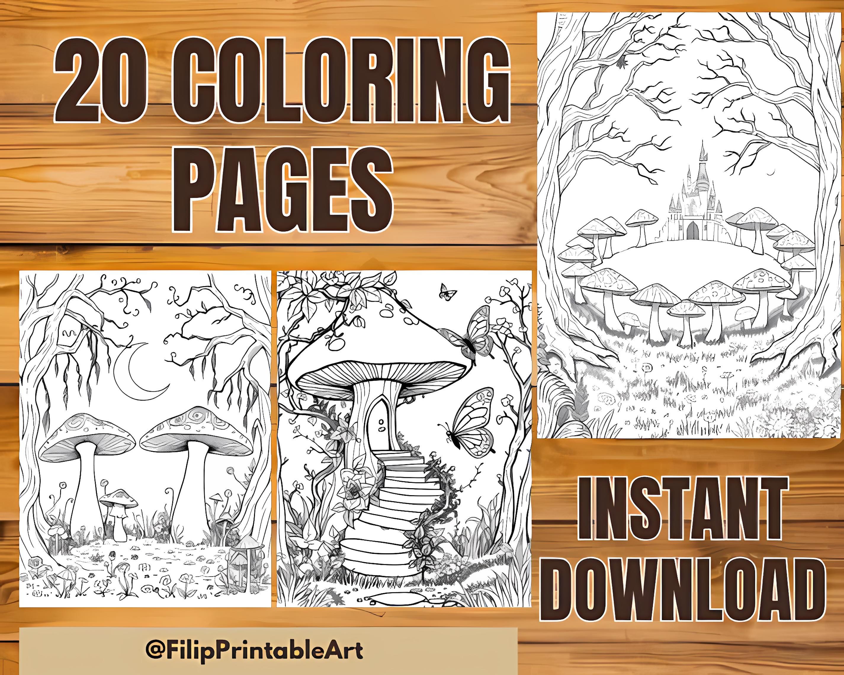 20 Enchanted Mushroom Coloring Pages for Adults & Kids, Fairy Tale ...