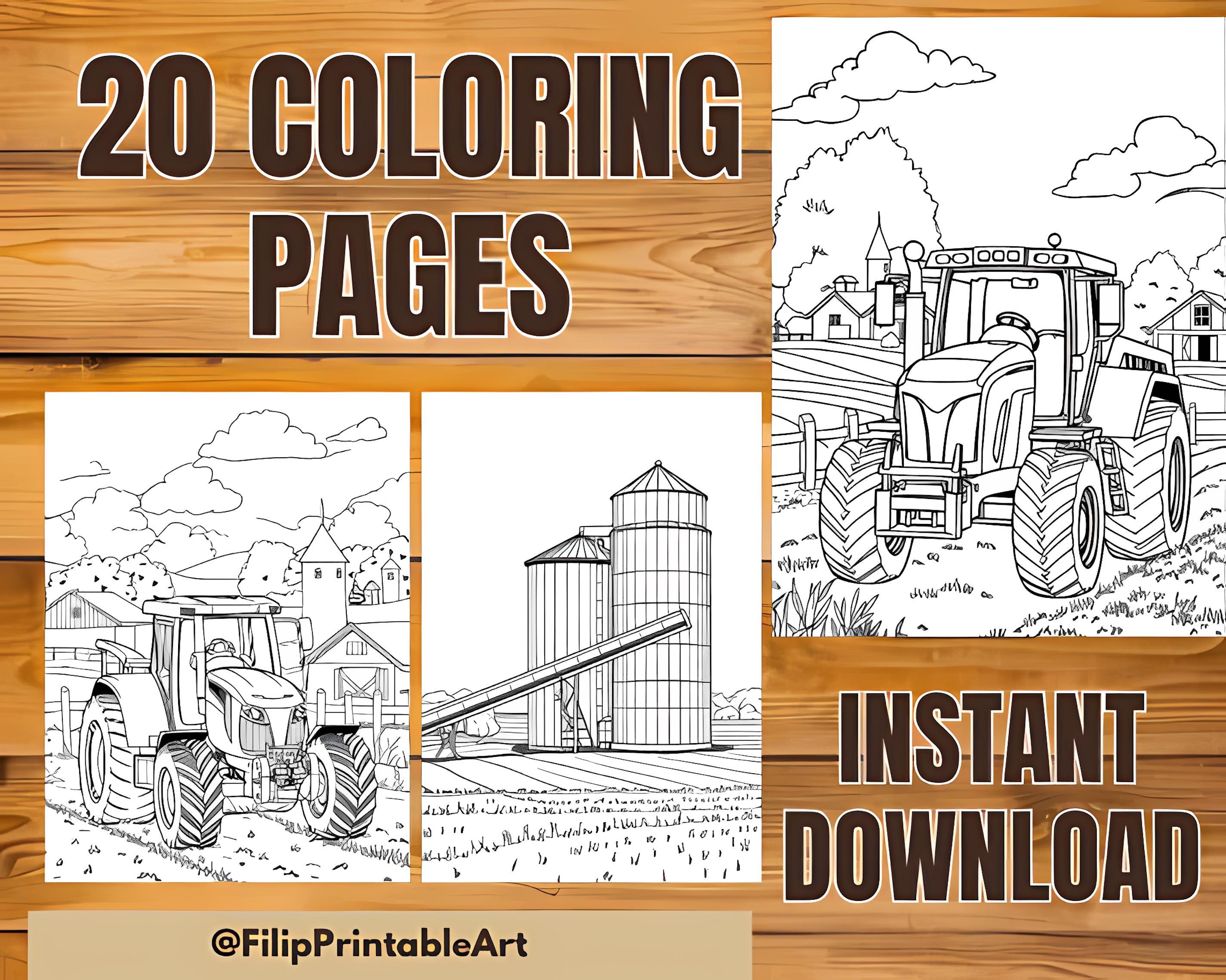 20 Farm Machinery Coloring Pages for Adults & Kids, Creative Wall Art ...