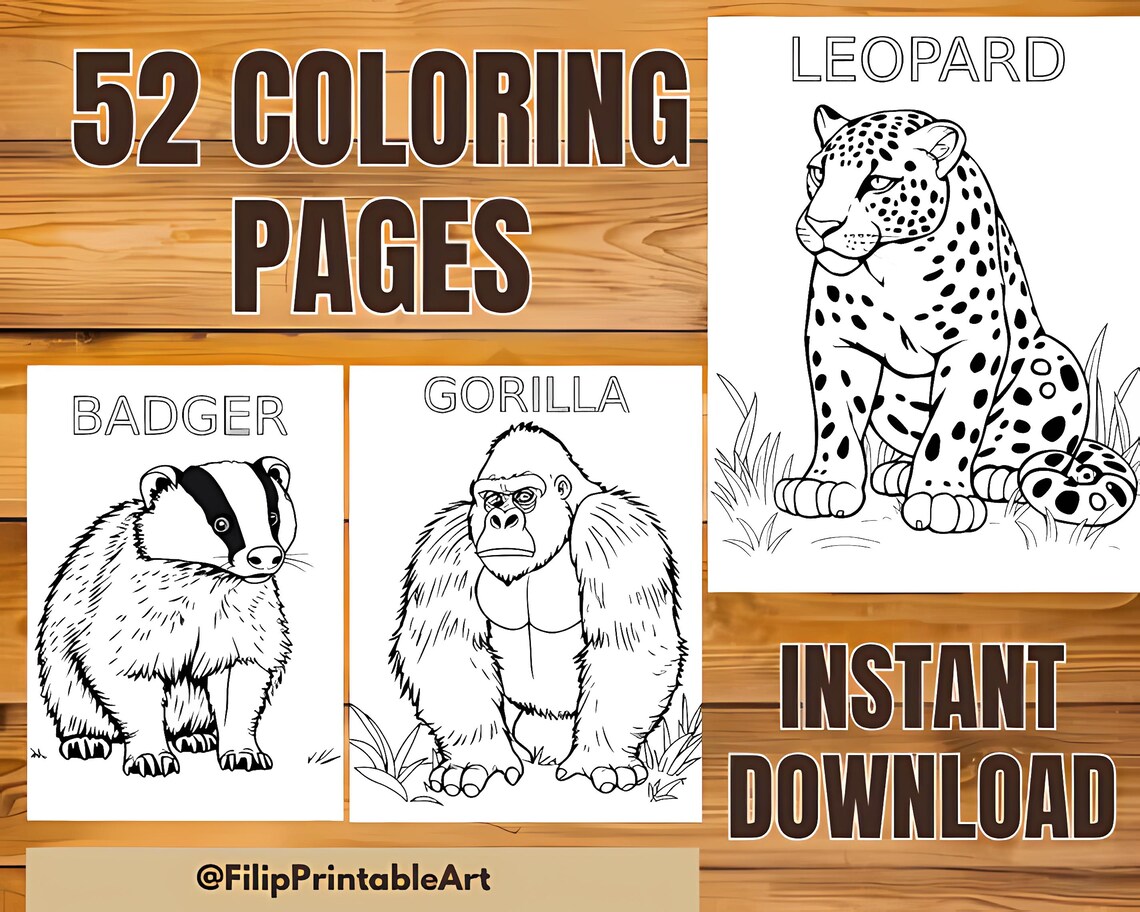 52 Zoo Animals Coloring Pages, Printable, Animal Coloring Pages for ...