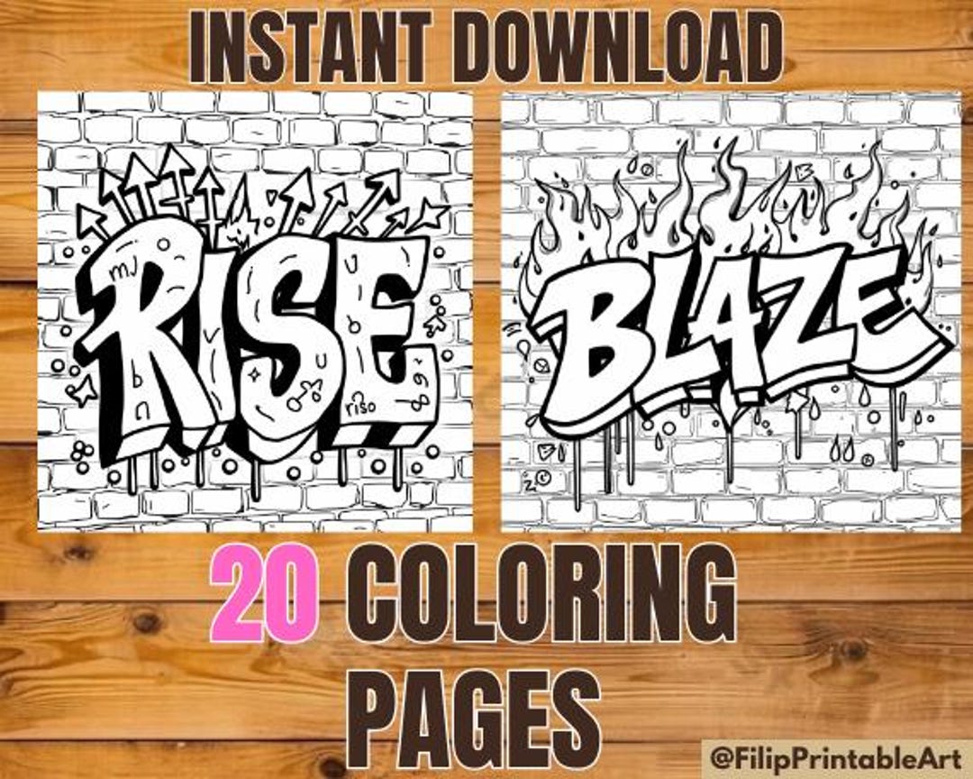 20 Street Art Grafitti Coloring Pages for Adults & Kids, Creative Wall ...