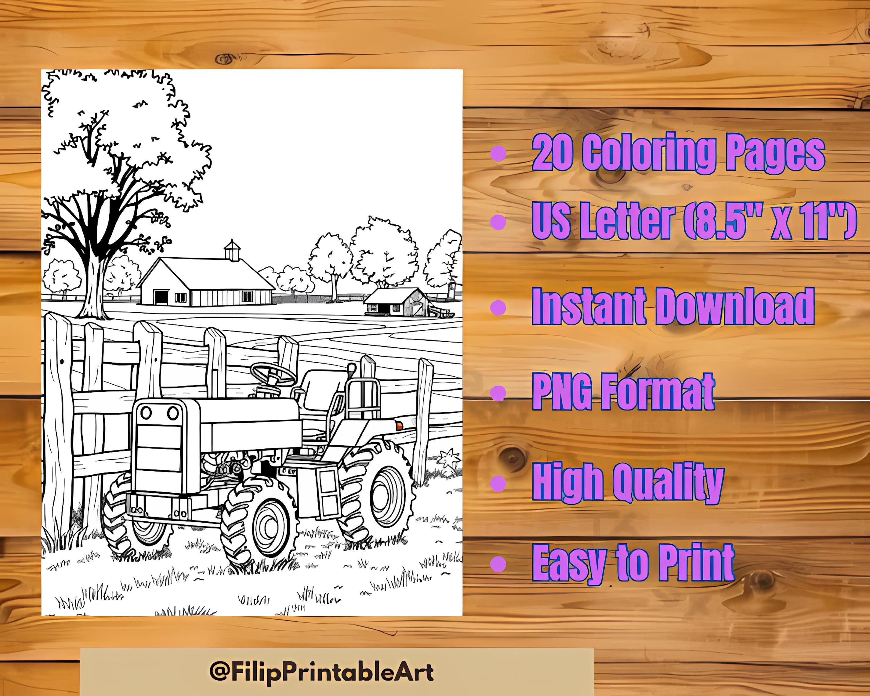 20 Farm Machinery Coloring Pages for Adults & Kids, Creative Wall Art ...