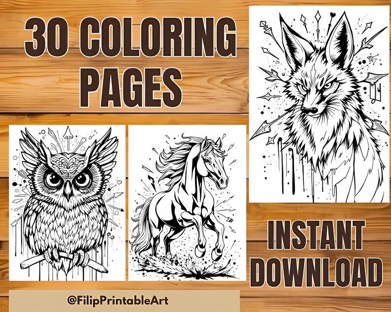30 Animal Graffiti Coloring Pages for Adults & Kids, Creative Pop Art ...