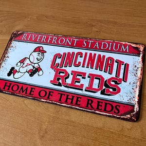 Cincinnati Reds Metal Sign CINCINNATI REDS Riverfront Stadium Sign ...