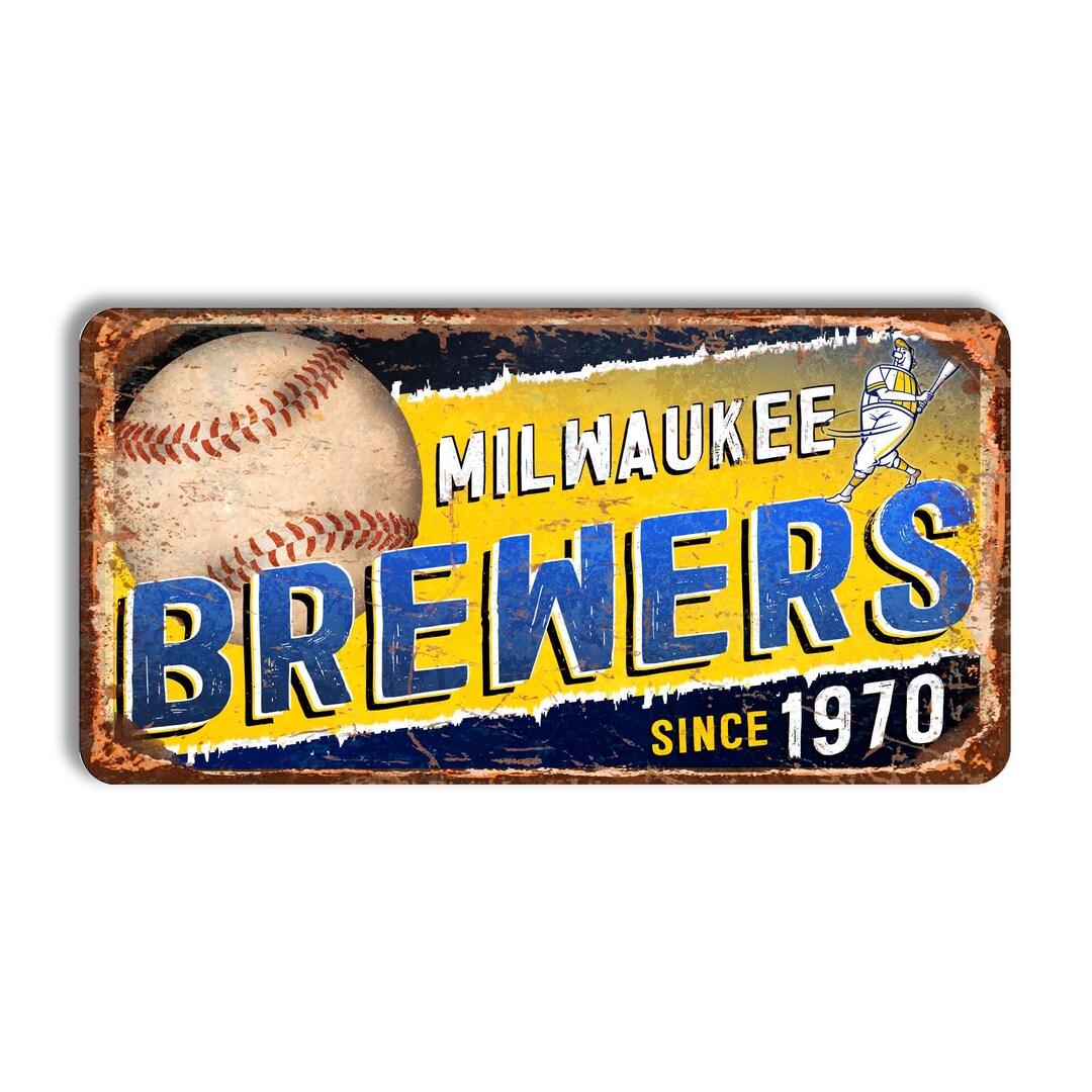 Milwaukee Brewers Metal Sign MILWAUKEE BREWERS Vintage Style Sign ...