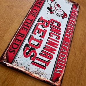 Cincinnati Reds Metal Sign CINCINNATI REDS Riverfront Stadium Sign ...