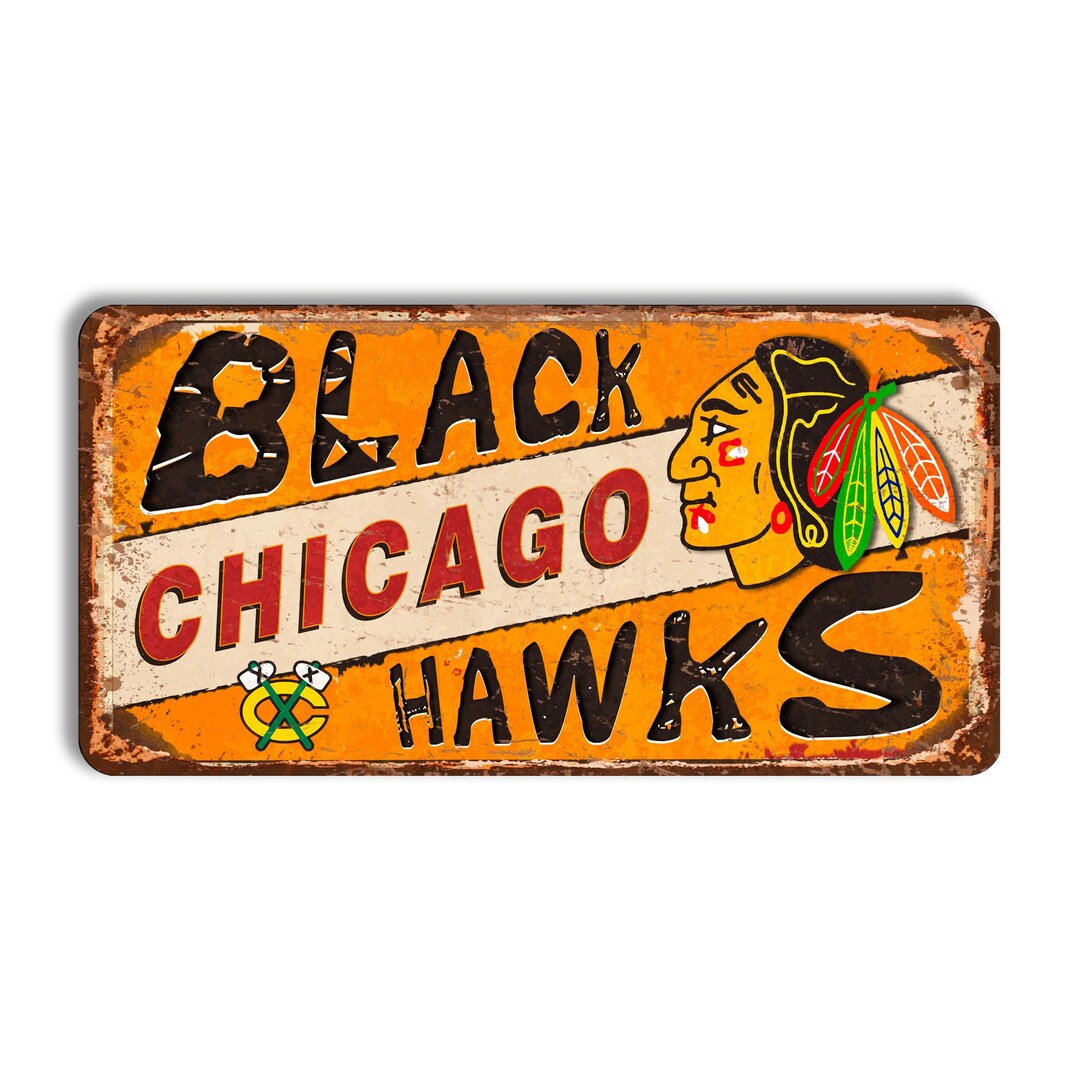 Chicago Black Hawks Metal Sign CHICAGO BLACK HAWKS Stadium Sign Hockey ...