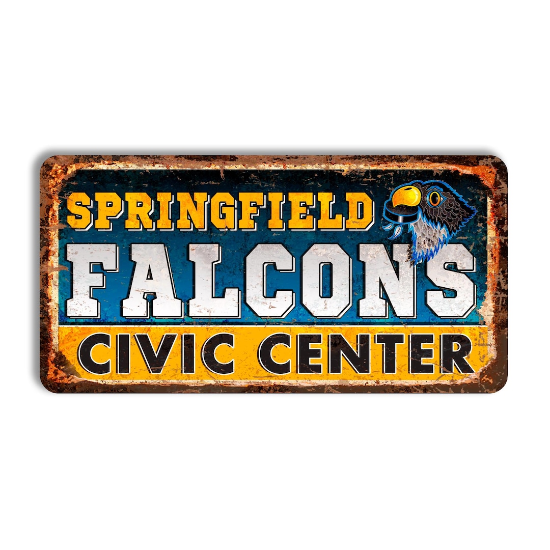 Springfield Falcons Metal Sign SPRINGFIELD FALCONS Civic Center Stadium ...
