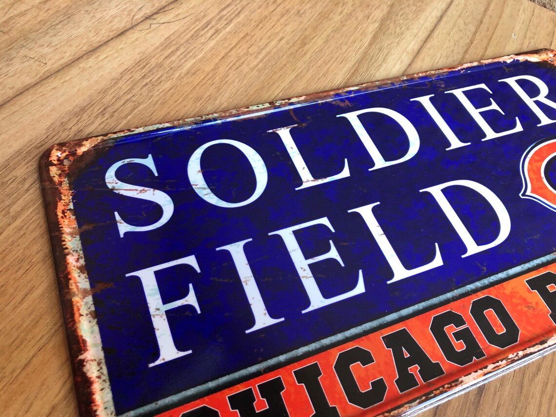 Chicago Bears Metal Sign CHICAGO BEARS Stadium Sign Soldier Field ...