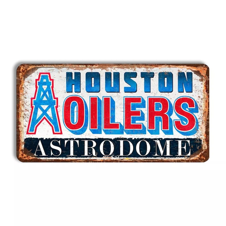 Houston Oilers Metal Sign HOUSTON OILERS Astrodome Stadium Sign NFL ...