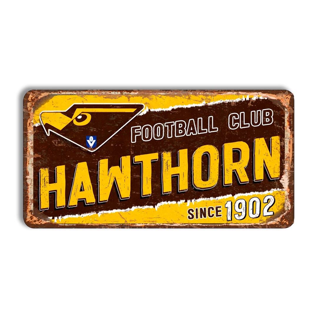 Hawthorn Football Club Metal Sign, Vintage Style AFL Wall Decor - Etsy