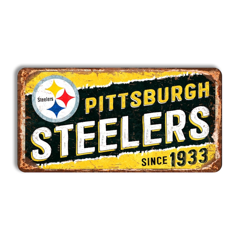 Pittsburgh Steelers Metal Sign PITTSBURGH STEELERS Vintage Style Sign ...