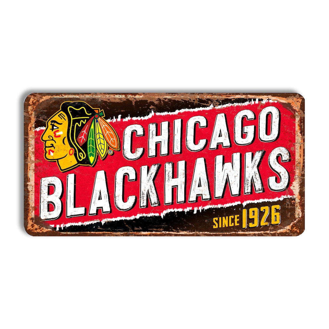 Chicago Black Hawks Metal Sign CHICAGO BLACK HAWKS Hockey Chicago ...
