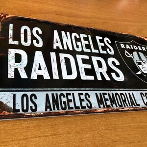 Los Angeles Raiders Metal Sign, Los Angeles Memorial Coliseum Stadium ...