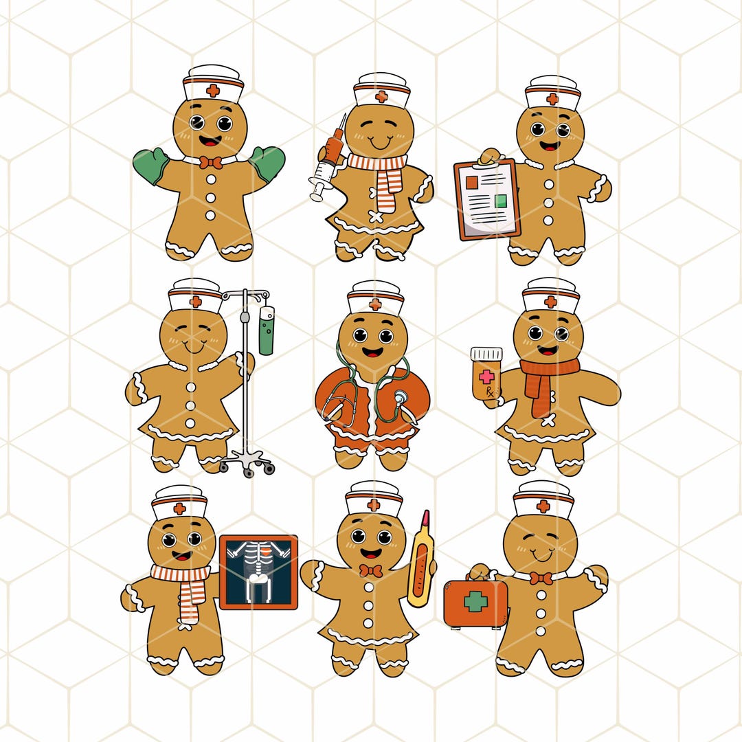 Nurse Gingerbread Man Png, Nurse Christmas Png, Cute Nurse Gingerbread ...