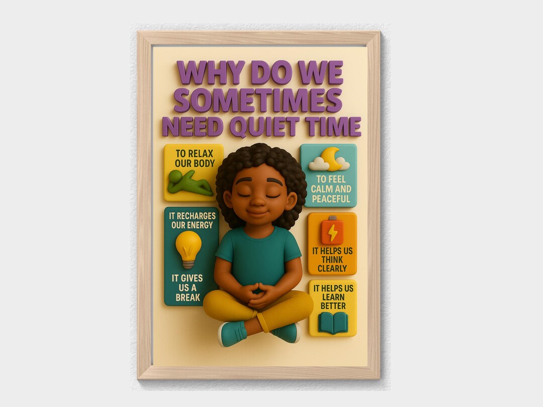 Quiet Time Poster, SEL Poster for Kids, Calm Down Corner, First and ...